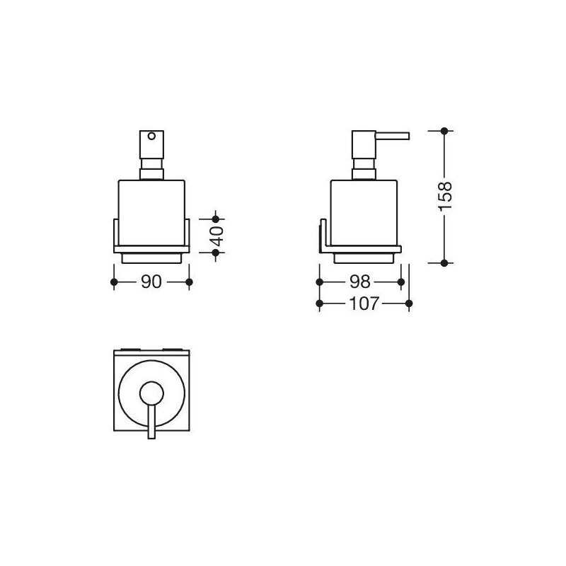 HEWI Seifen- oder Desinfektionsspender mit Halter, Metall, pulverbesc ...